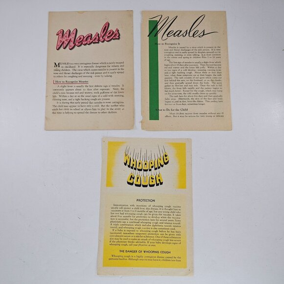Other | Vintage 194s 1950s Measles Whooping Cough Information Pamphlets ...